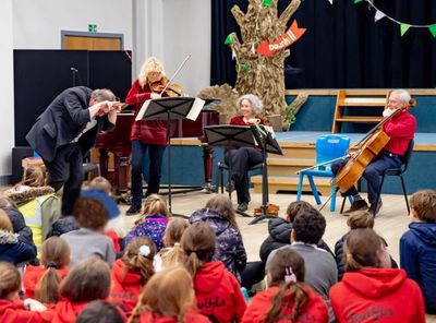 Primrose Piano Quartet performs for Cornish school children